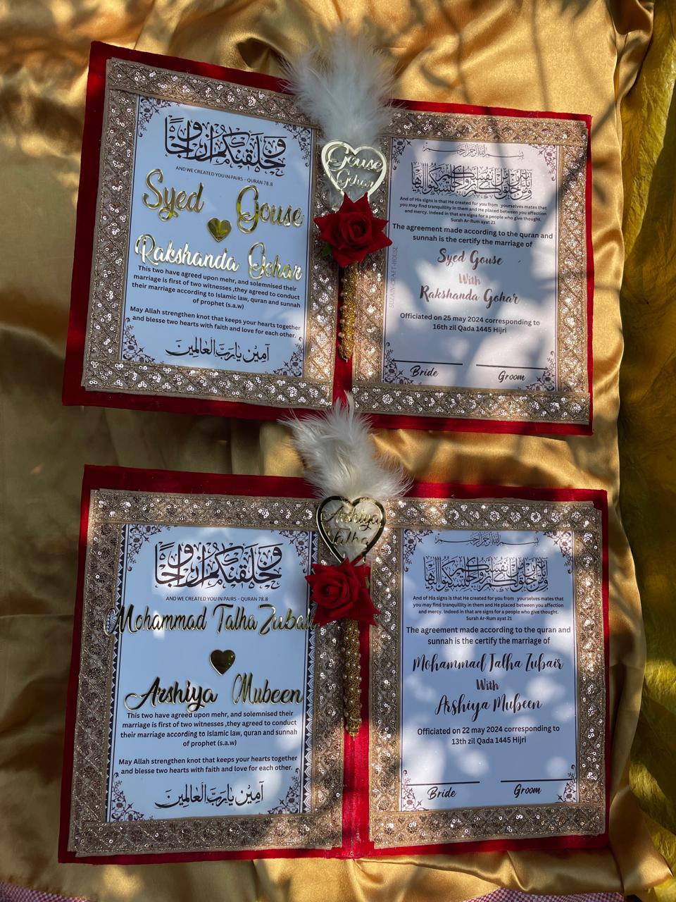 Premium Nikhanama certificate with Signature Pen| Islamic Marriage Cer ...